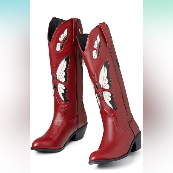 Unknown | Shoes | Womens Cowgirl Boots Vintage Fashion Butterfly Embroidery Western Cowboy Boots ...